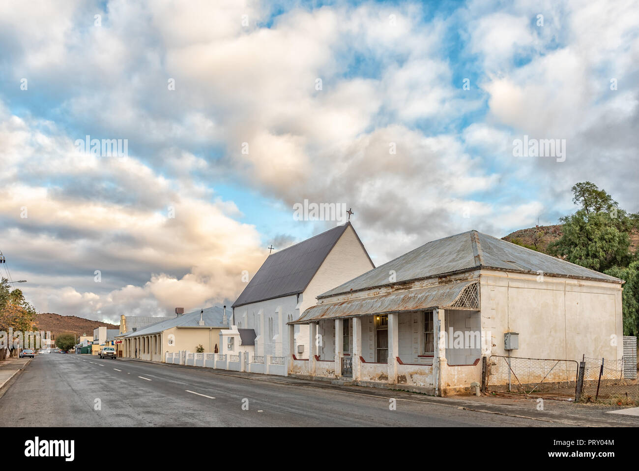 VICTORIA WEST, SOUTH AFRICA, AUGUST 7, 2018: A sunrise street scene ...