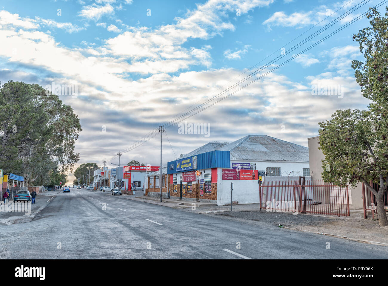VICTORIA WEST, SOUTH AFRICA, AUGUST 7, 2018: A sunrise street scene ...