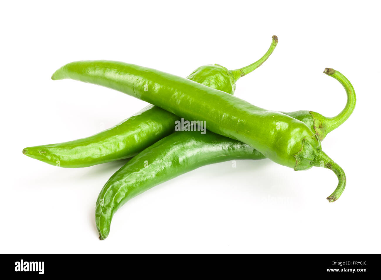 green hot chili peppers isolated on white background. Top view. Flat lay pattern Stock Photo - Alamy