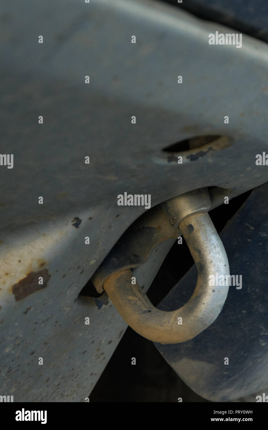 Hook part in the car to tow another car Stock Photo - Alamy