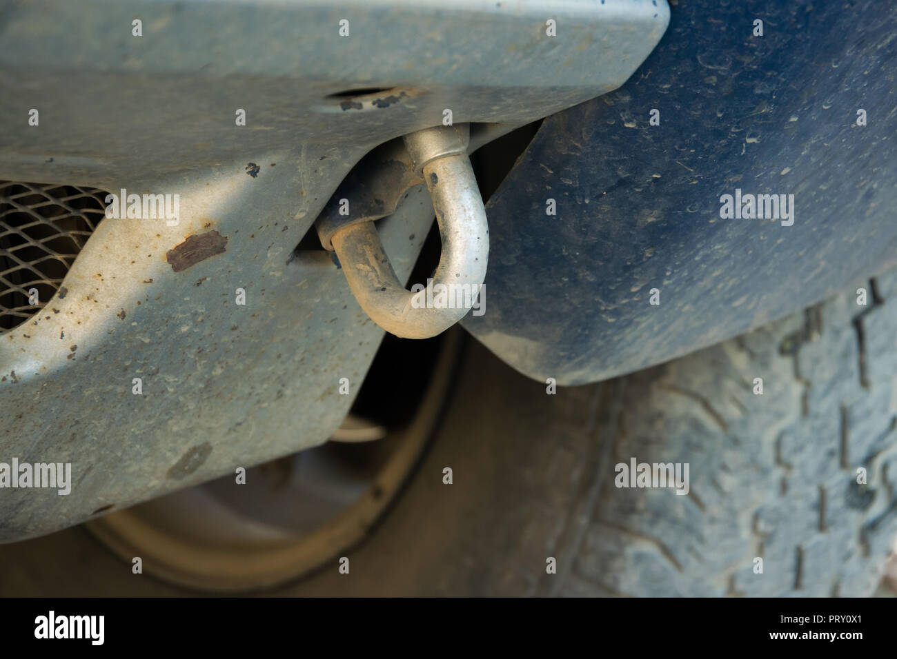 Hook part in the car to tow another car Stock Photo - Alamy