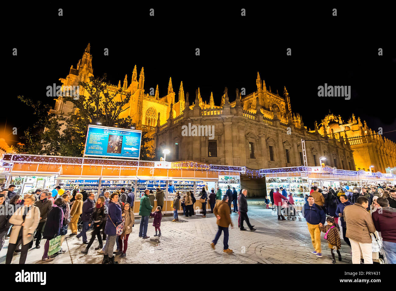 Seville, Spain - December 2, 2017: People activity around Seville ...