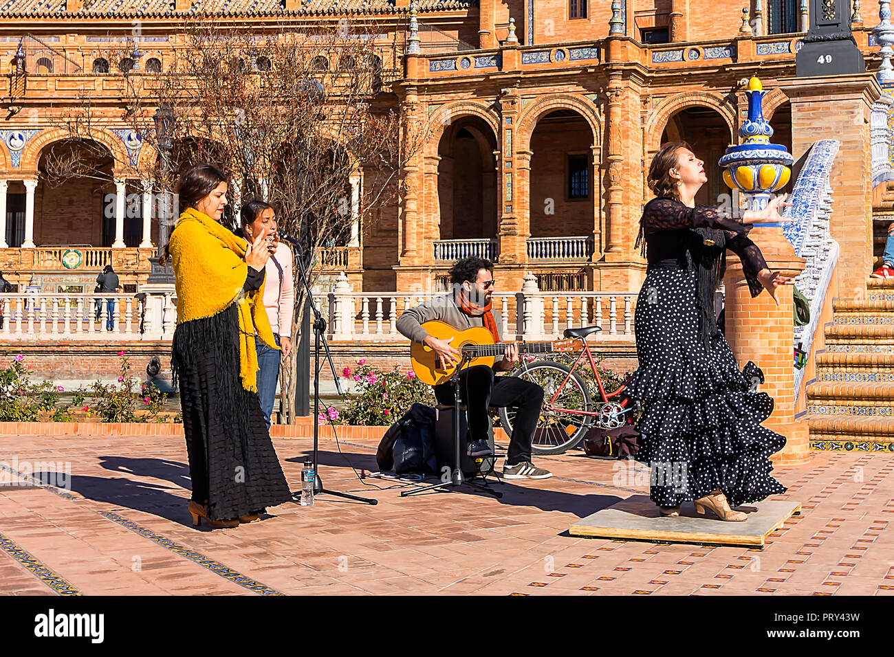 Seville, Spain - December 2, 2017: A group of flamenco performers ...