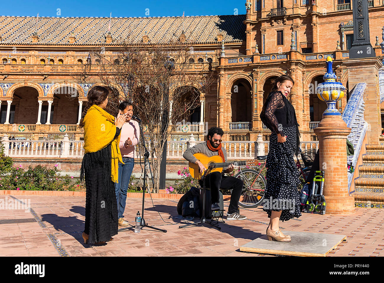 Seville, Spain - December 2, 2017: A group of flamenco performers ...