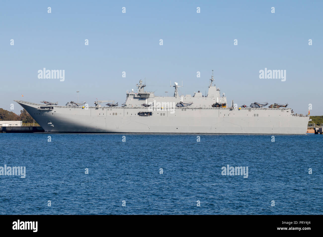 Spanish Navy aircraft carrier "Juan Carlos I" moored in south port of ...