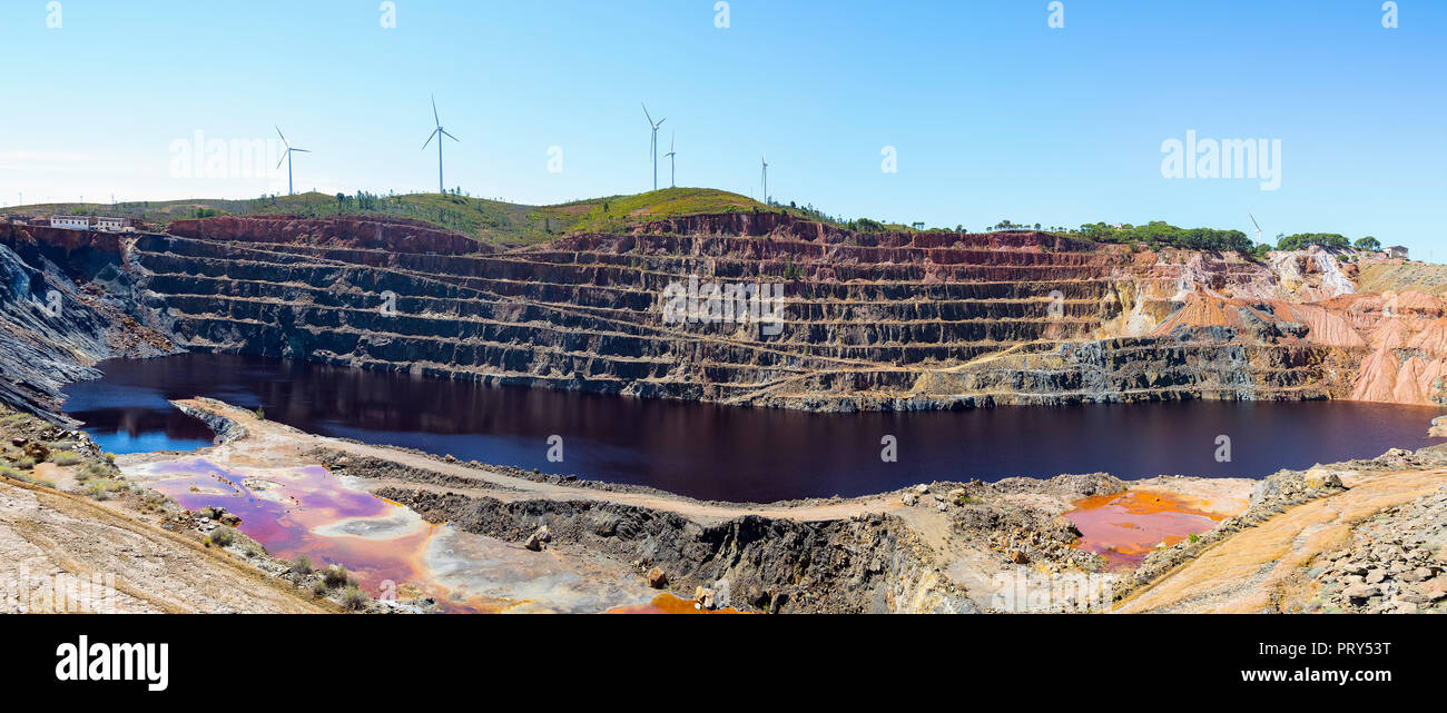 Panoramic of mining levels at open mine pit Stock Photo - Alamy
