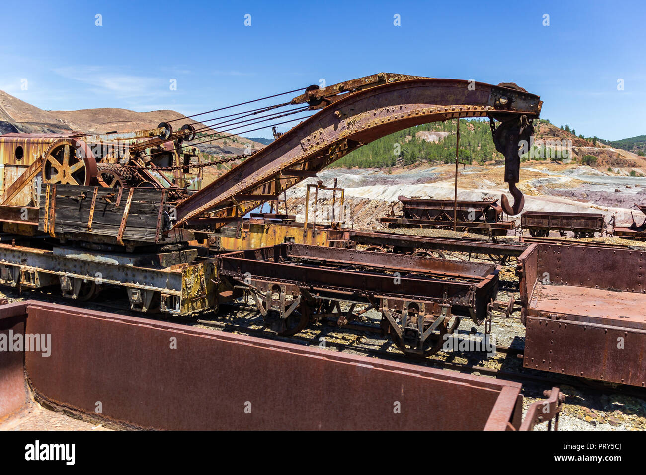 Detailed view of old mining crane Stock Photo - Alamy