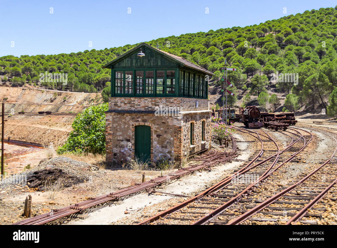 Mining steam train building Stock Photo - Alamy