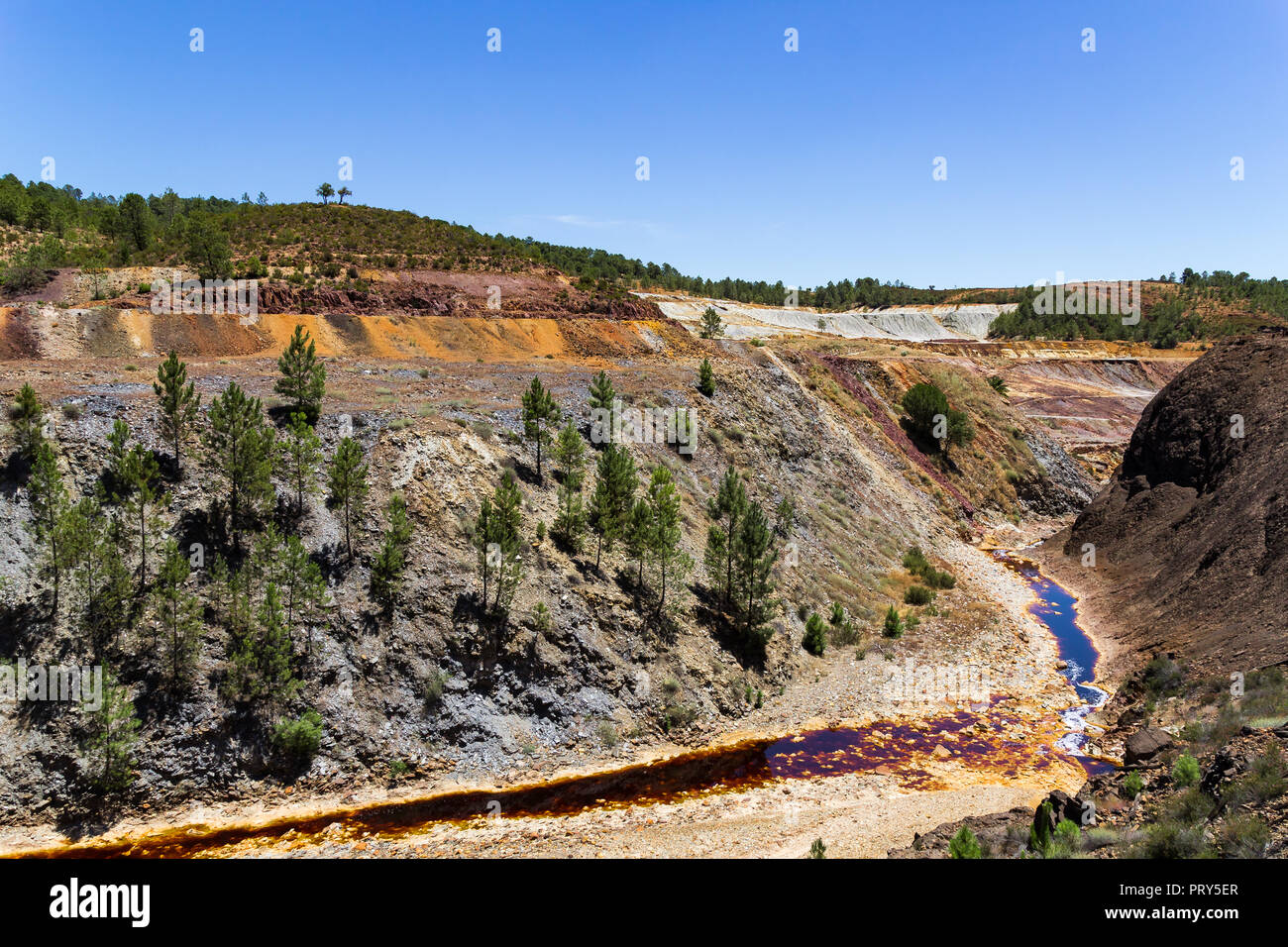 RIo Tinto river going trough a lmining basin Stock Photo - Alamy