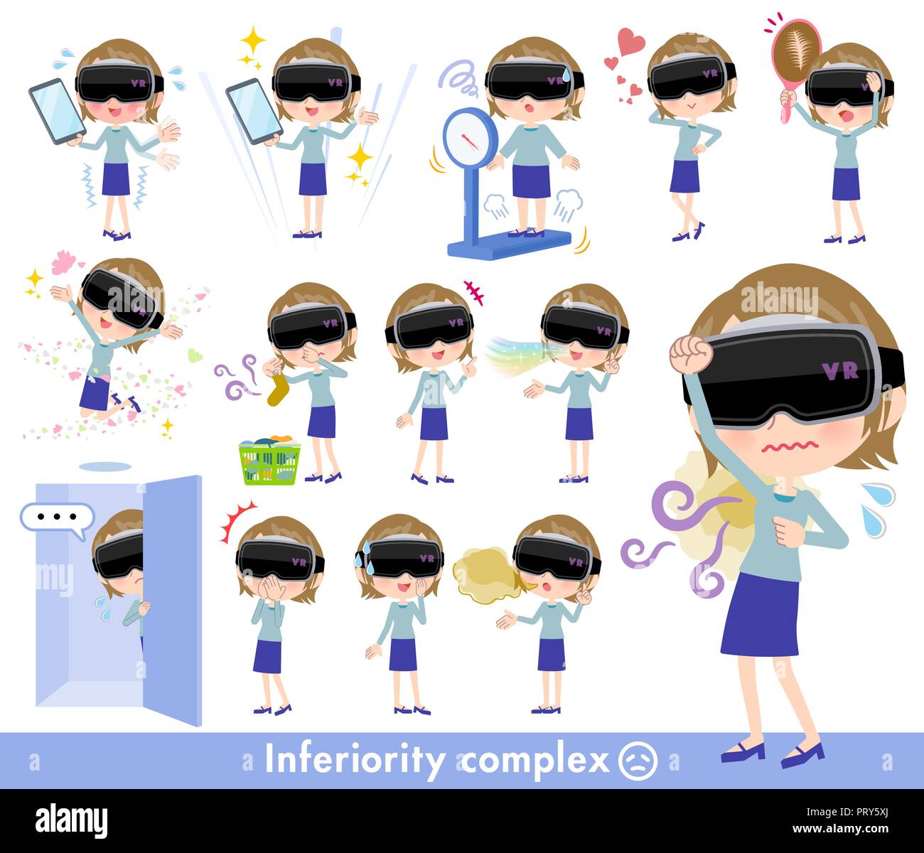 A set of women wearing virtual reality goggles on inferiority complex ...