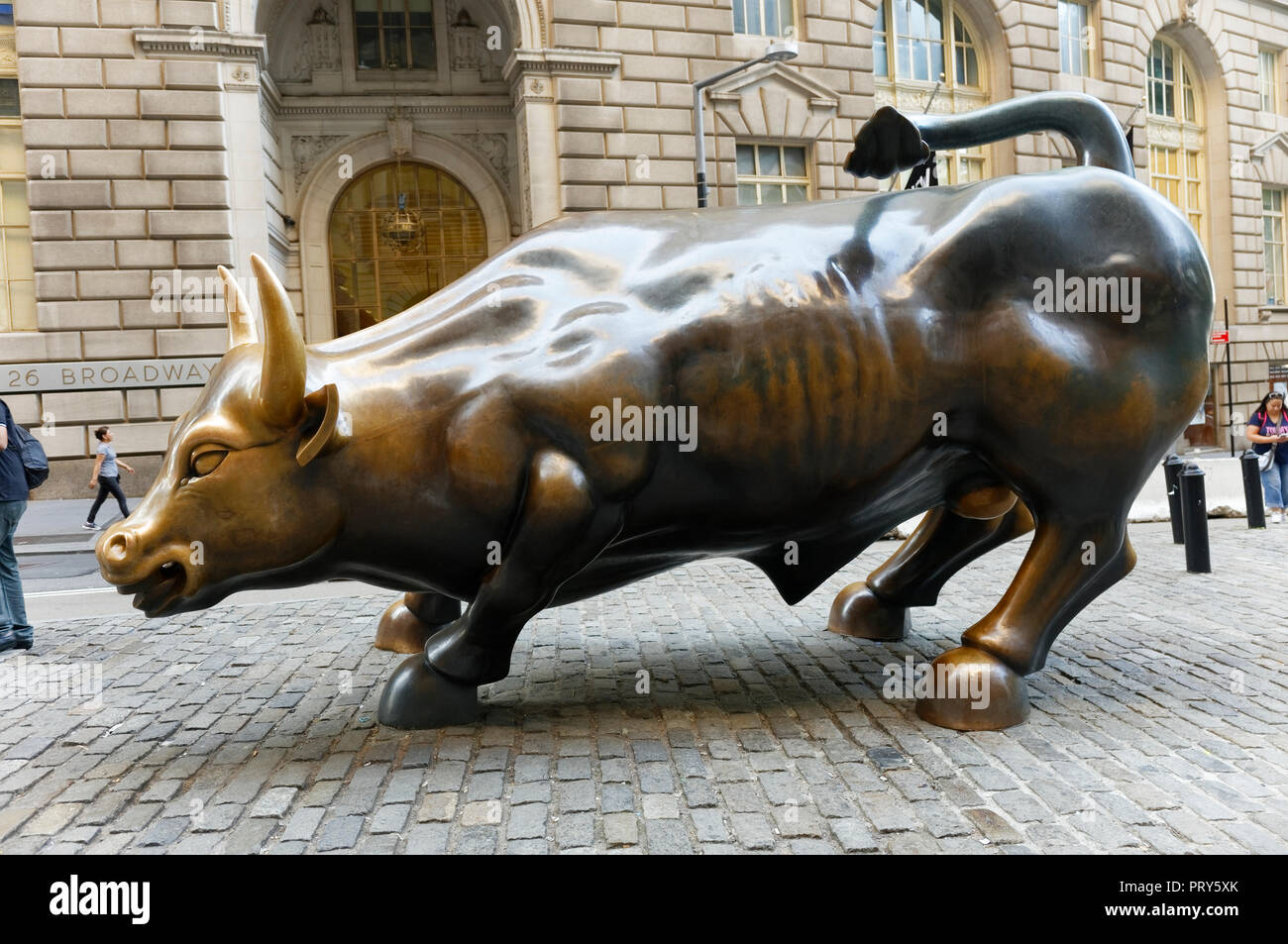 New York,USA: May 25, 2018:Charging bull sculpture at New York, USA ...