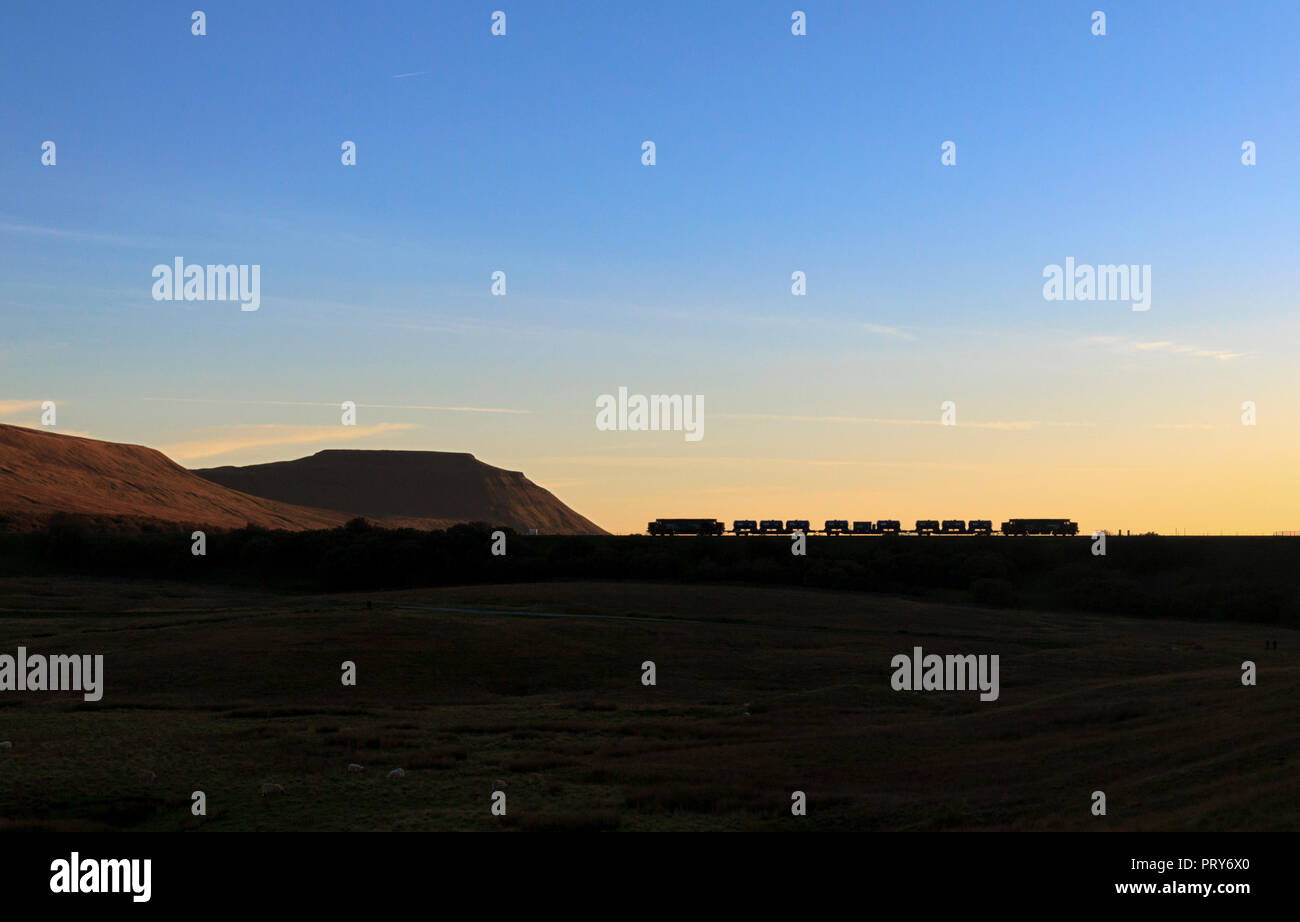 2 Direct rail services class 37 locomotives passing Ribblehead with a ...