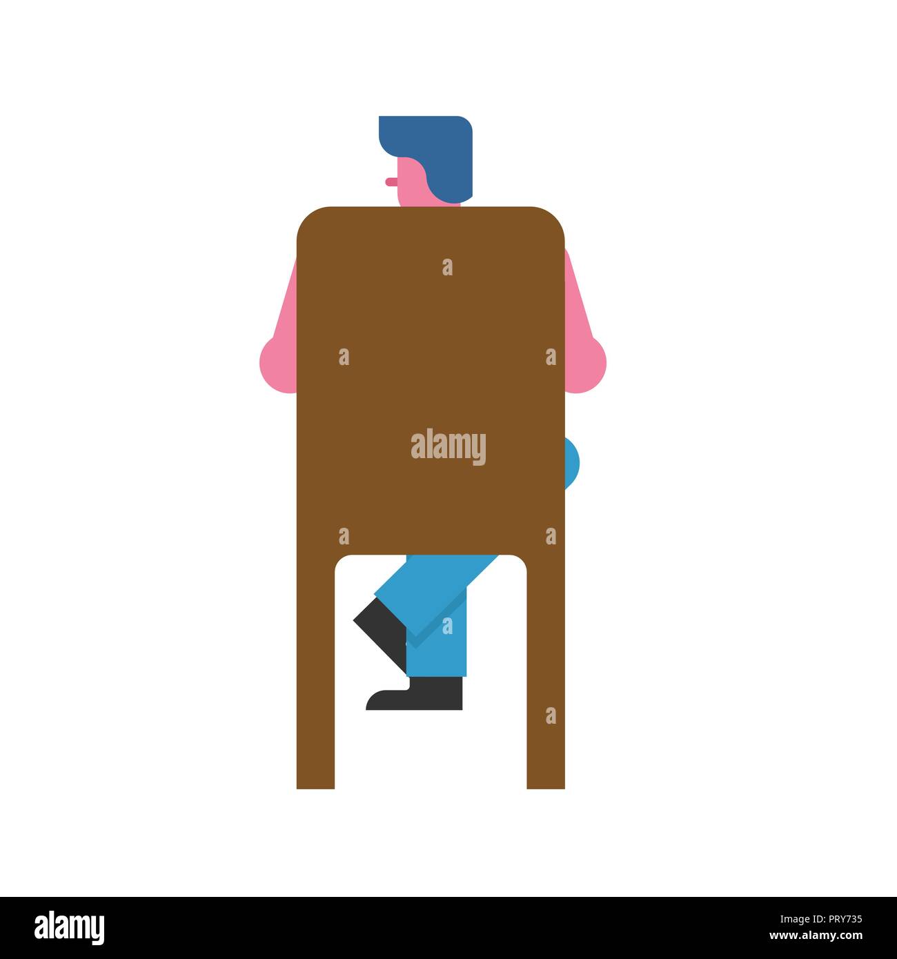 Man sitting on chair back isolated. Vector illustration Stock Vector ...