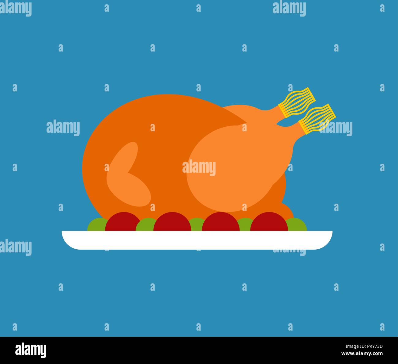 Roasted Turkey isolated for Thanksgiving. Vector illustration Stock ...