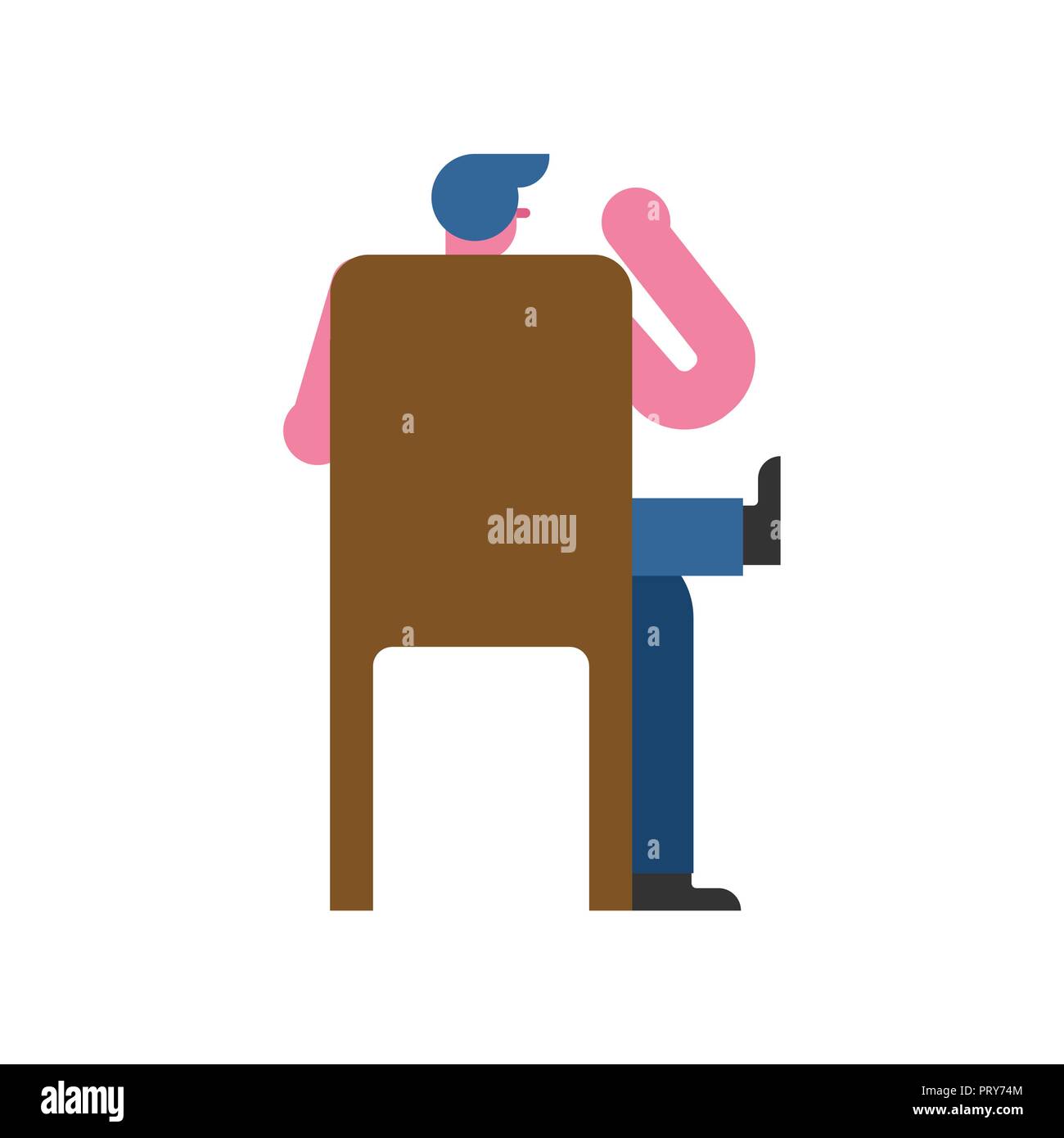 Man sitting on chair back isolated. Vector illustration Stock Vector ...