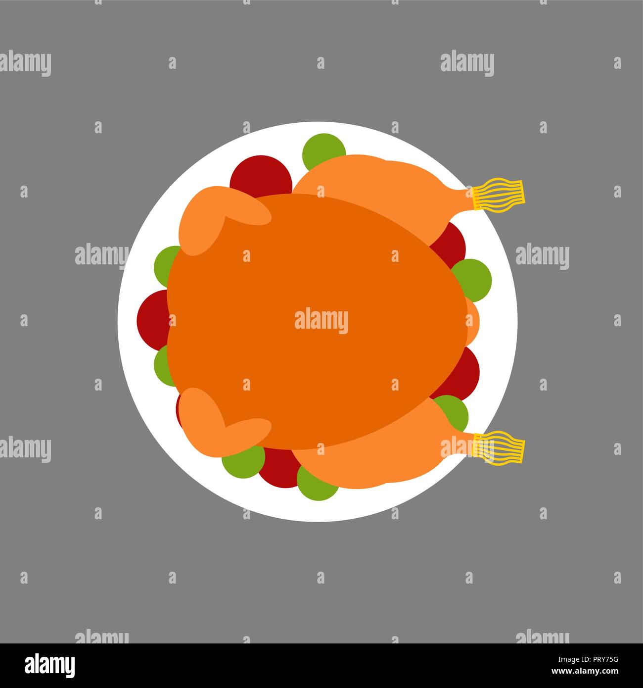 Roasted Turkey top view isolated for Thanksgiving. Vector illustration ...