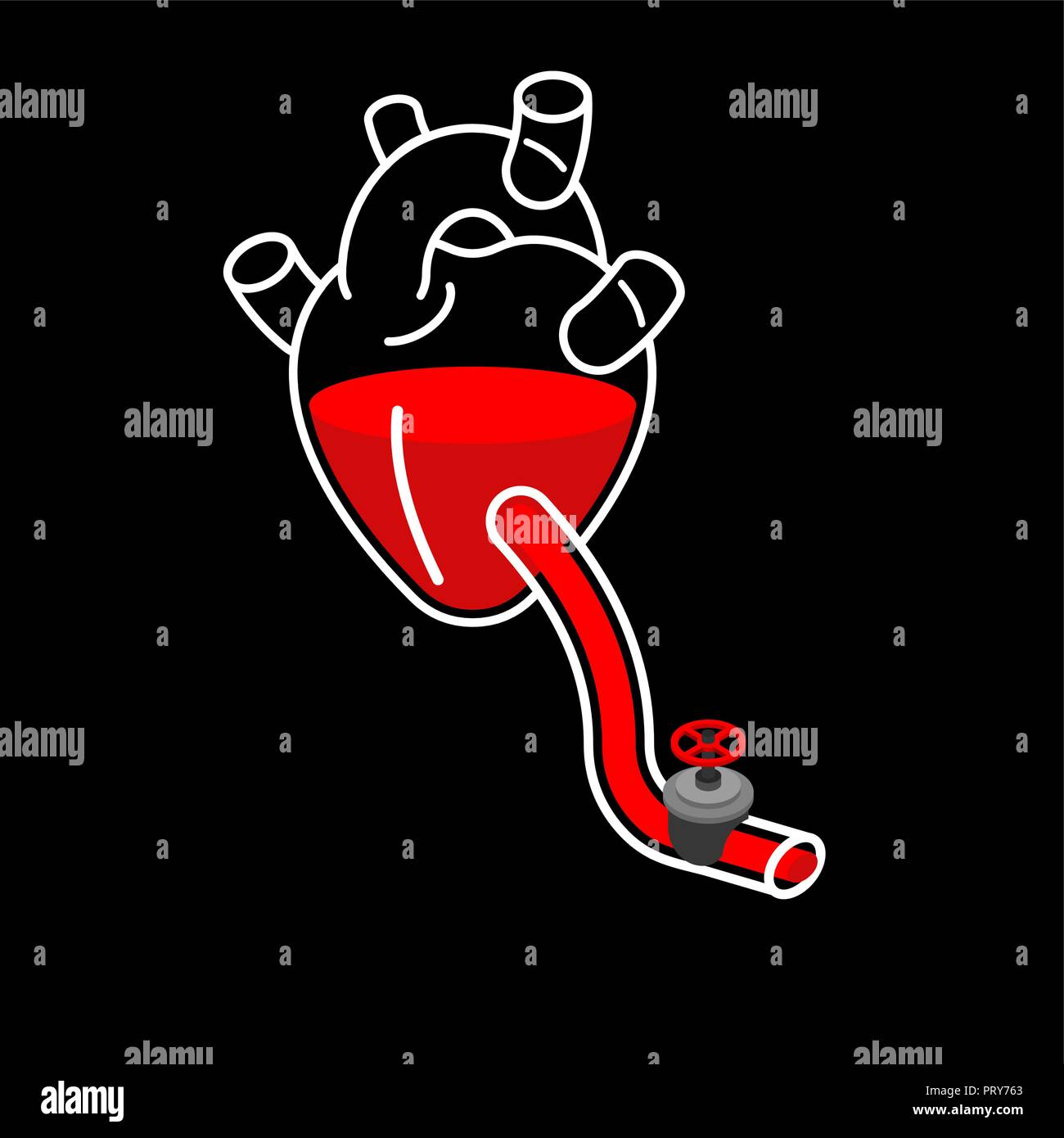 Heart Anatomical Glass Transparent and blood. Donation Illustration of ...