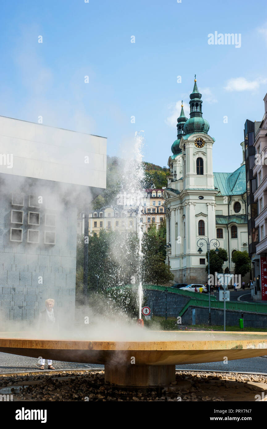 Karlovy Vary - thermal springs spa town in Bohemia, Czechia. Karlsbad ...