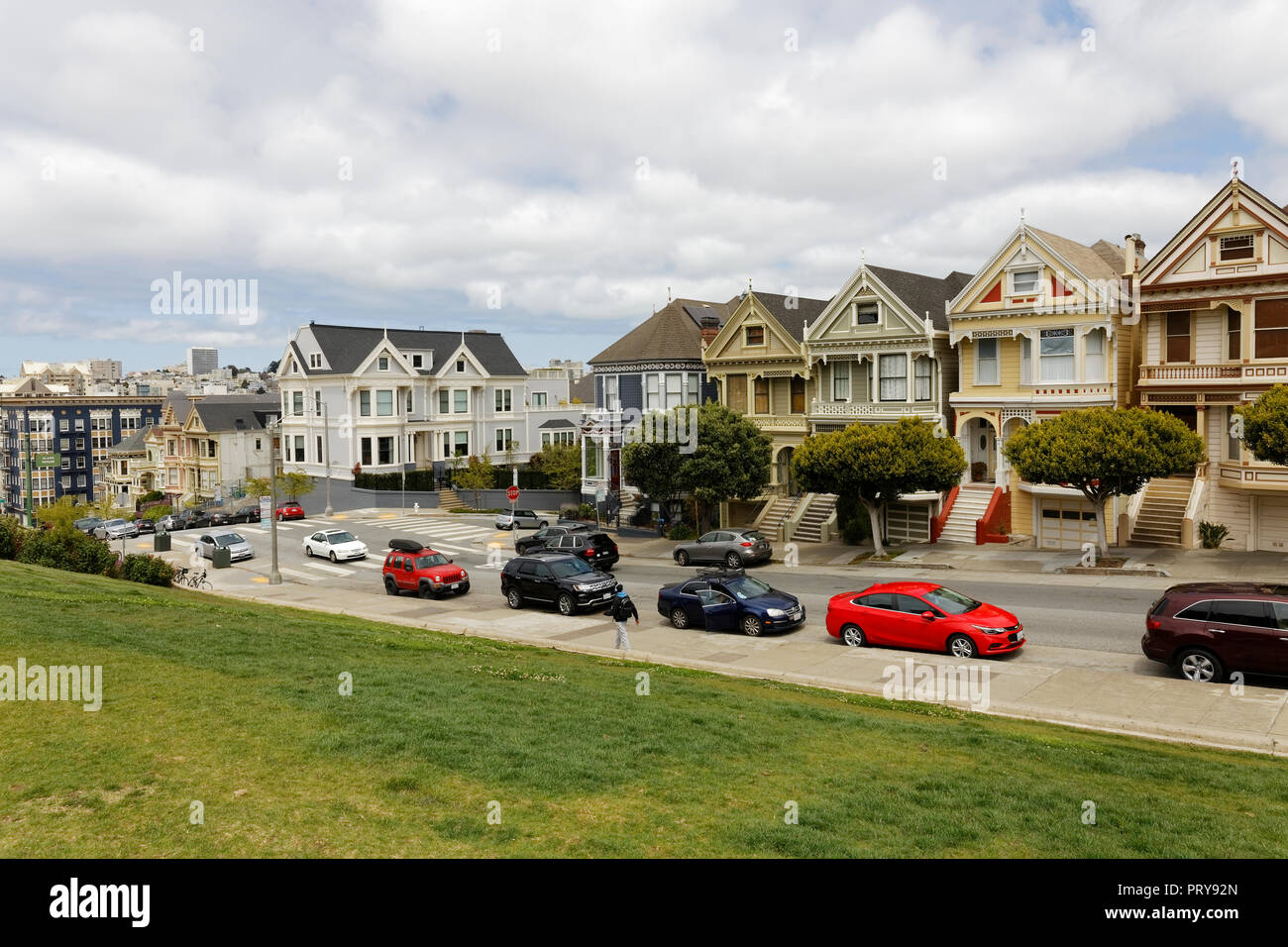 San Francisco, USA: May 14, 2018: Painted Ladies Famous Victorian Row ...
