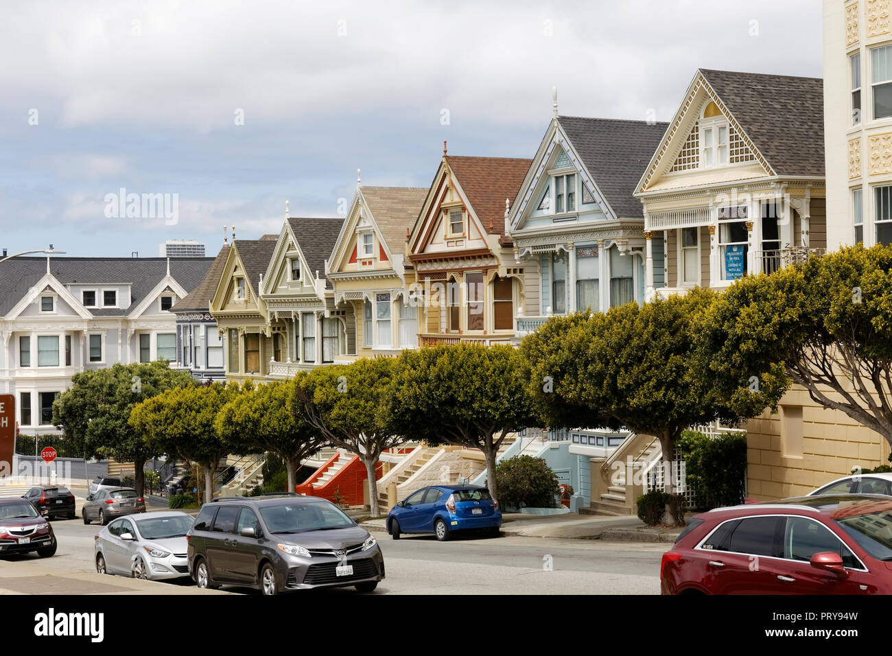 San Francisco, USA: May 14, 2018: Painted Ladies Famous Victorian Row ...