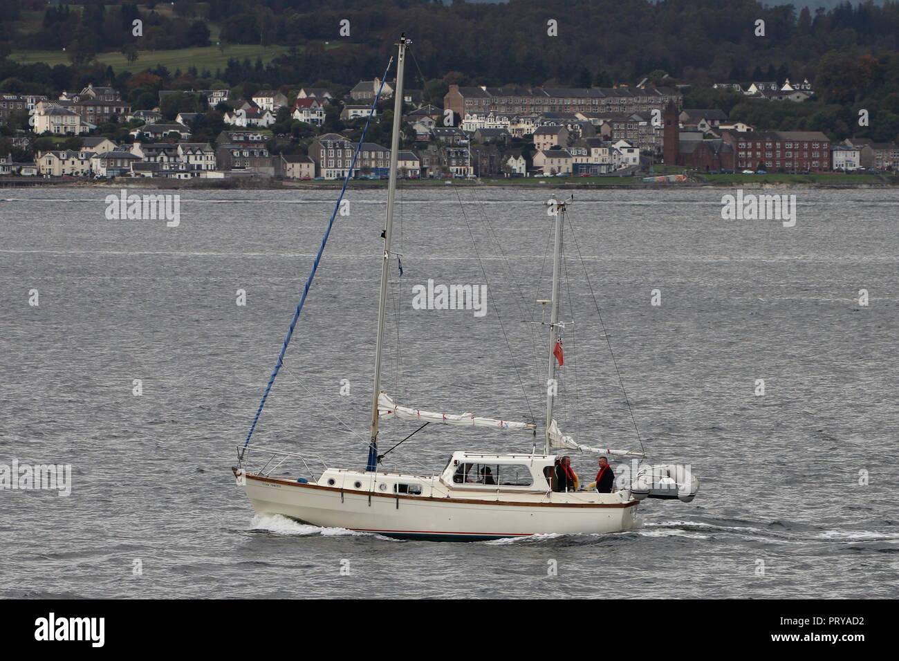The sailing vessel Ocean Princess on the Firth of Clyde, passing Cloch ...