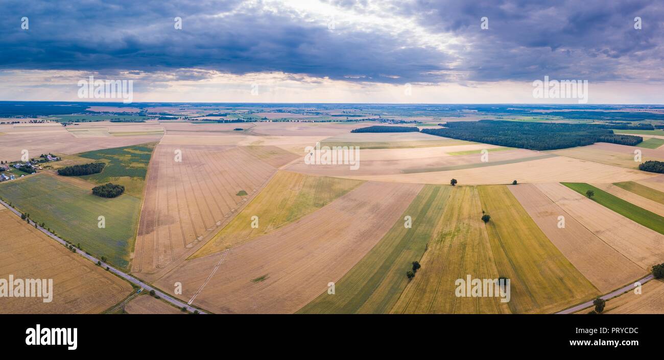 Beautiful summer fields from above. Drone photography of summer polish ...