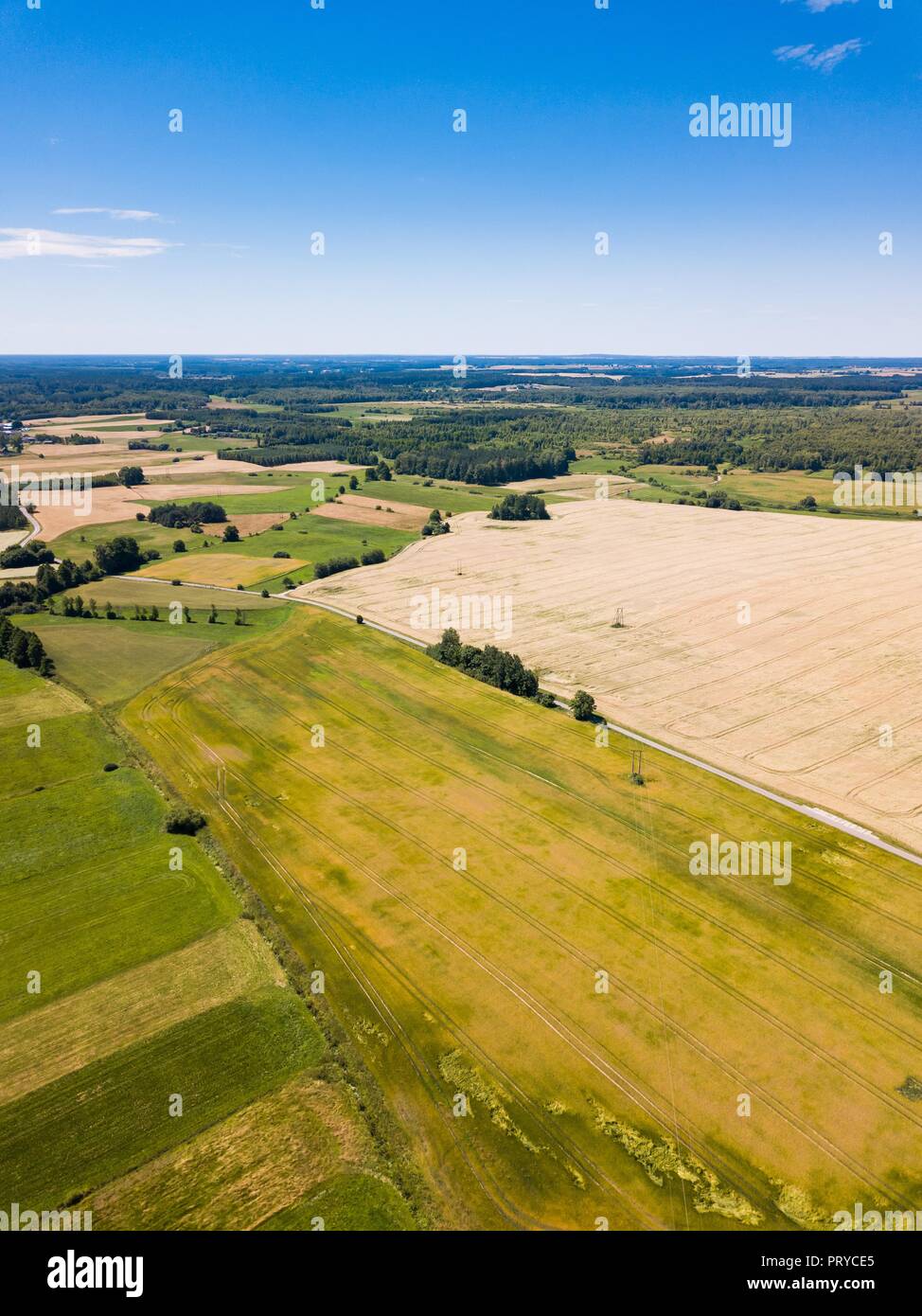 Beautiful summer fields from above. Aerial landscape with beautiful ...