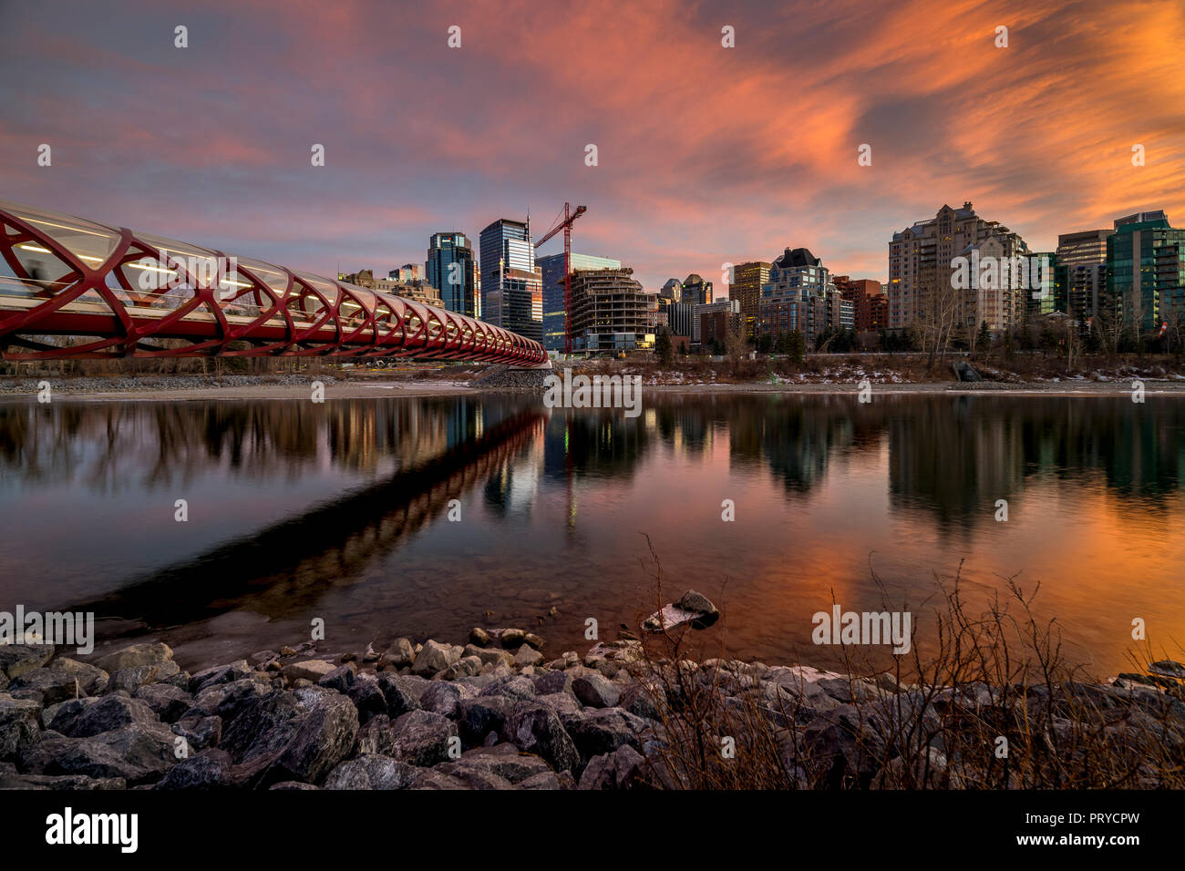 Peace bridge calgary skyline cityscape architecture hi-res stock ...