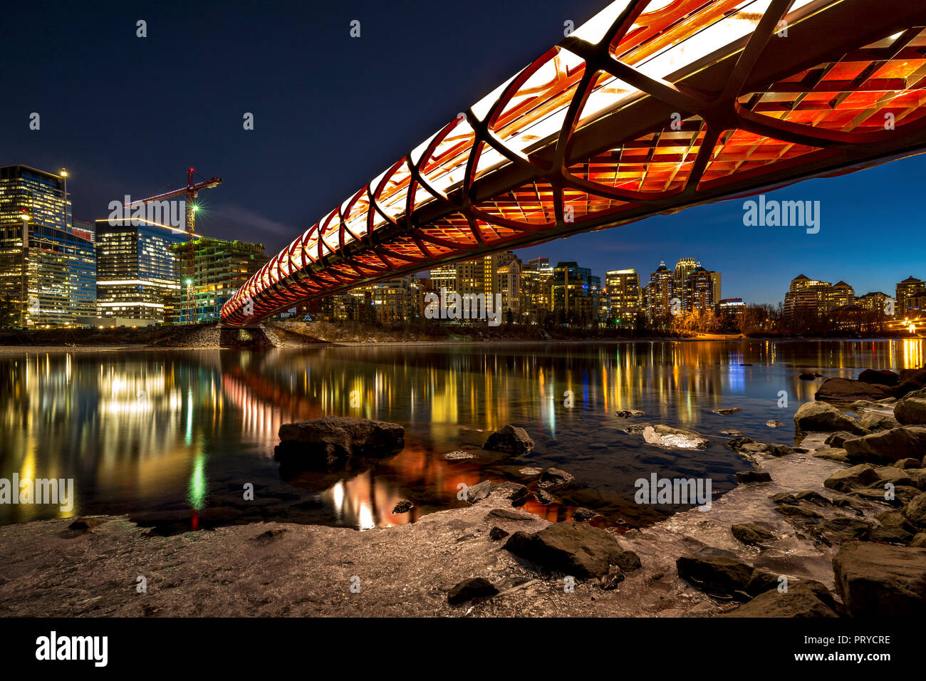 Calgary Peace Bridge Bow River Stock Photos & Calgary Peace Bridge Bow ...