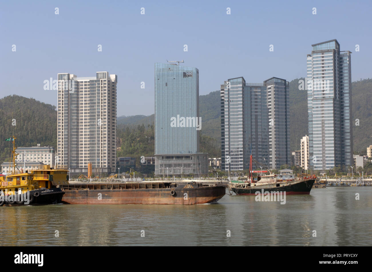 Tug boats working in harbour, Macau, SAR People's Republic of China ...