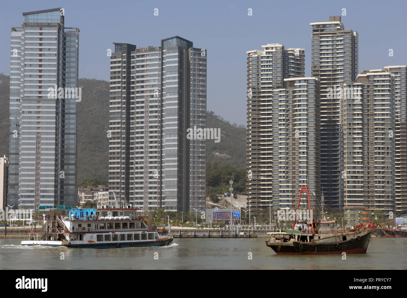 Fishing boat in harbour, Macau, SAR People's Republic of China Stock ...