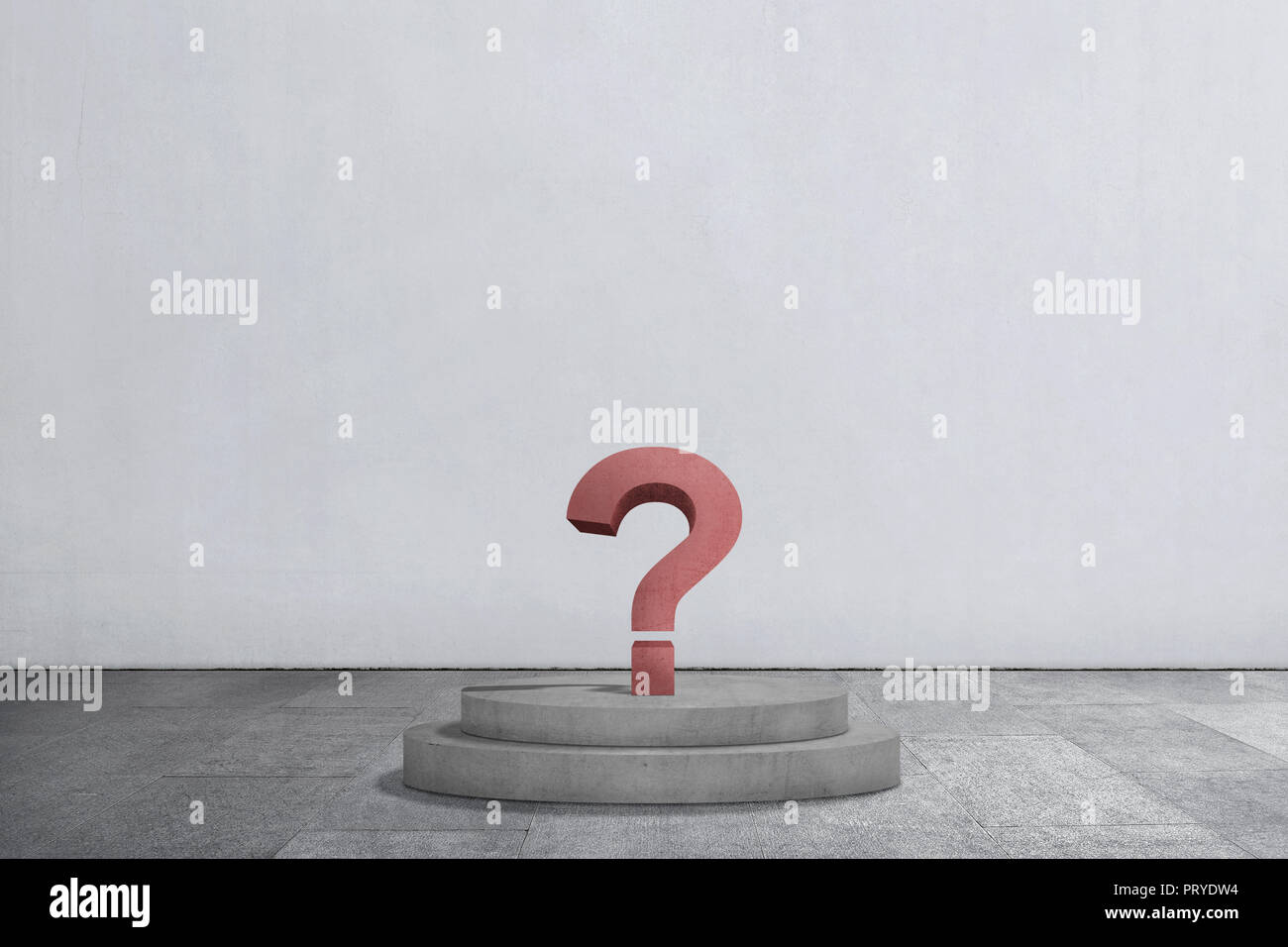 Red question mark standing on the podium. Business concept Stock Photo ...