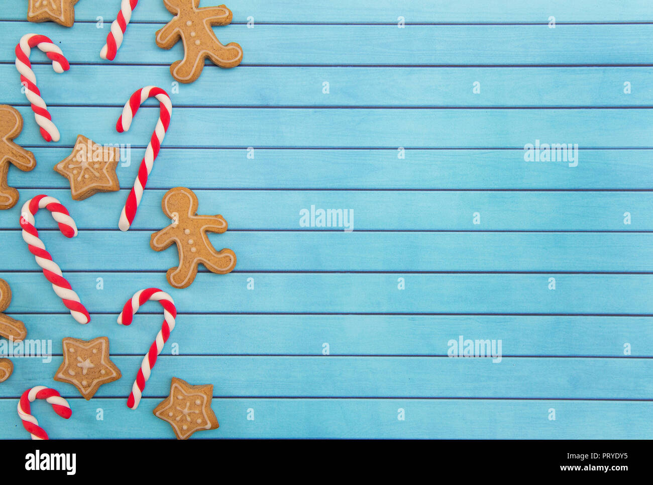 A Christmas Background with Gingerbread and Candy Canes Stock Photo - Alamy