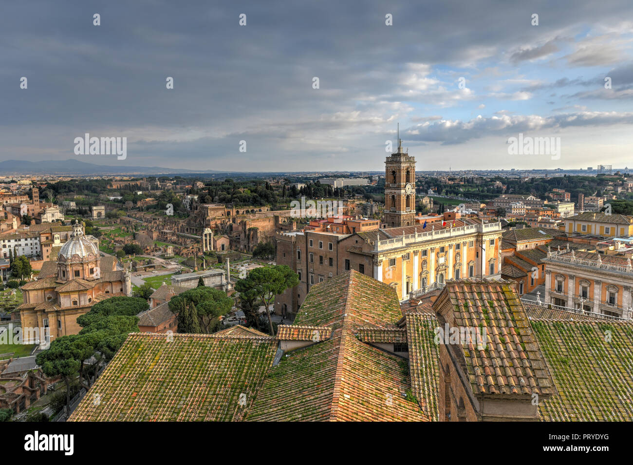 Aerial view of the Tabularium, in the Roman Forum, where records were ...