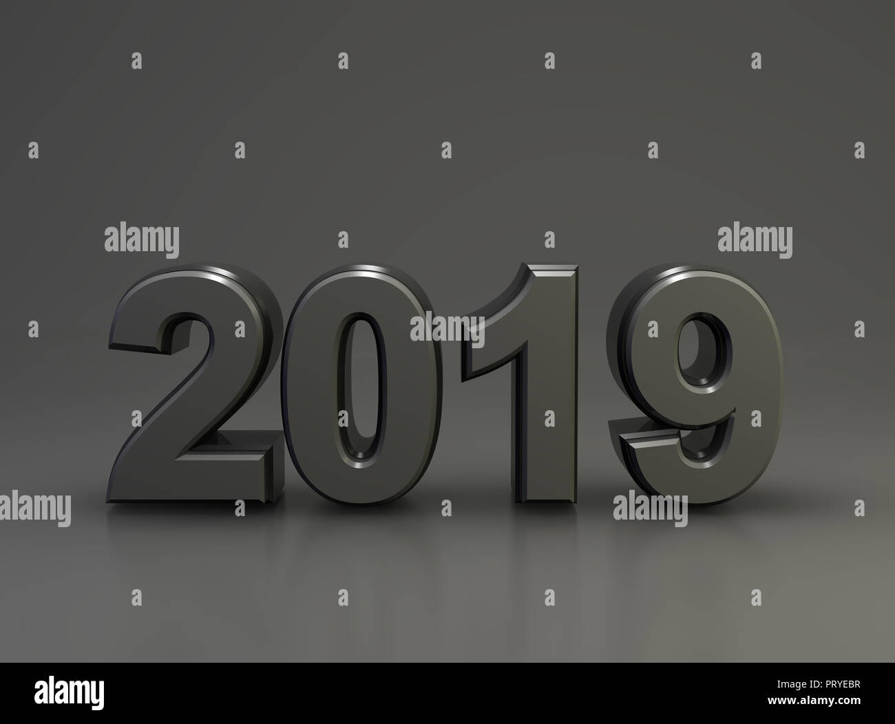 Steel number 2019 with reflections, 3d rendering Stock Photo - Alamy