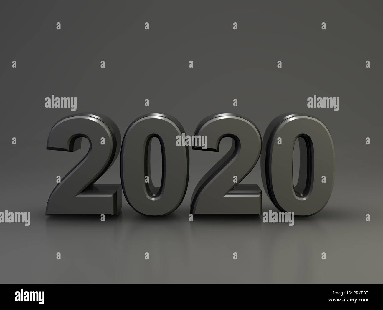 Steel number 2020 with reflections, 3d rendering Stock Photo - Alamy