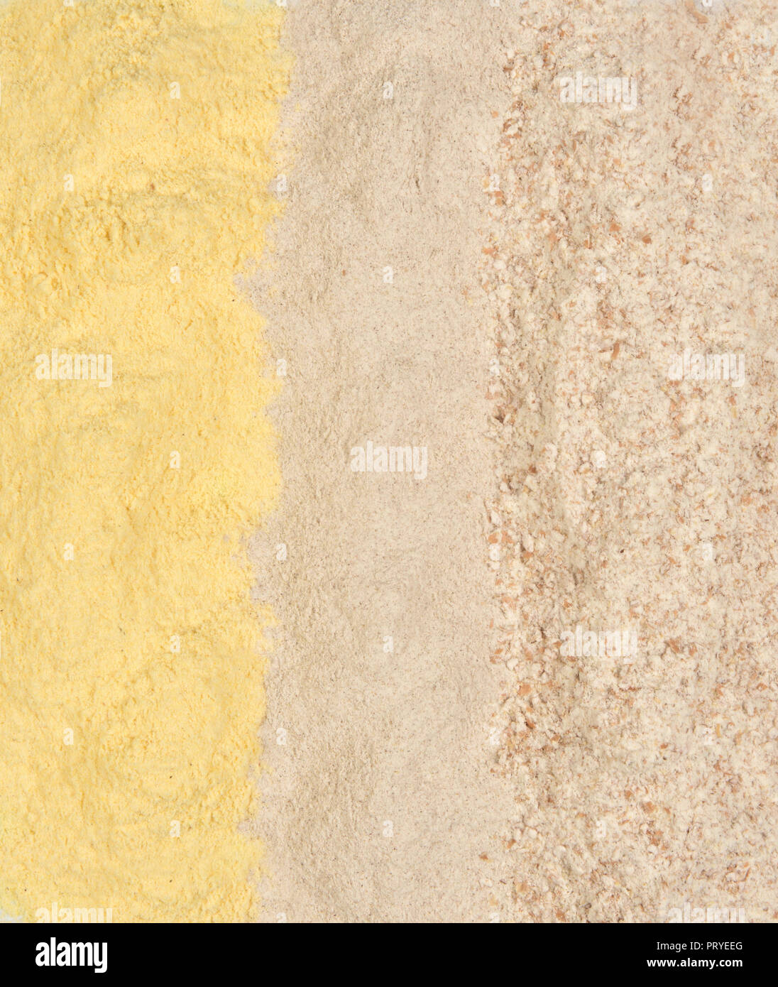different types of flour, corn, buckwheat and whole wheat Stock Photo ...