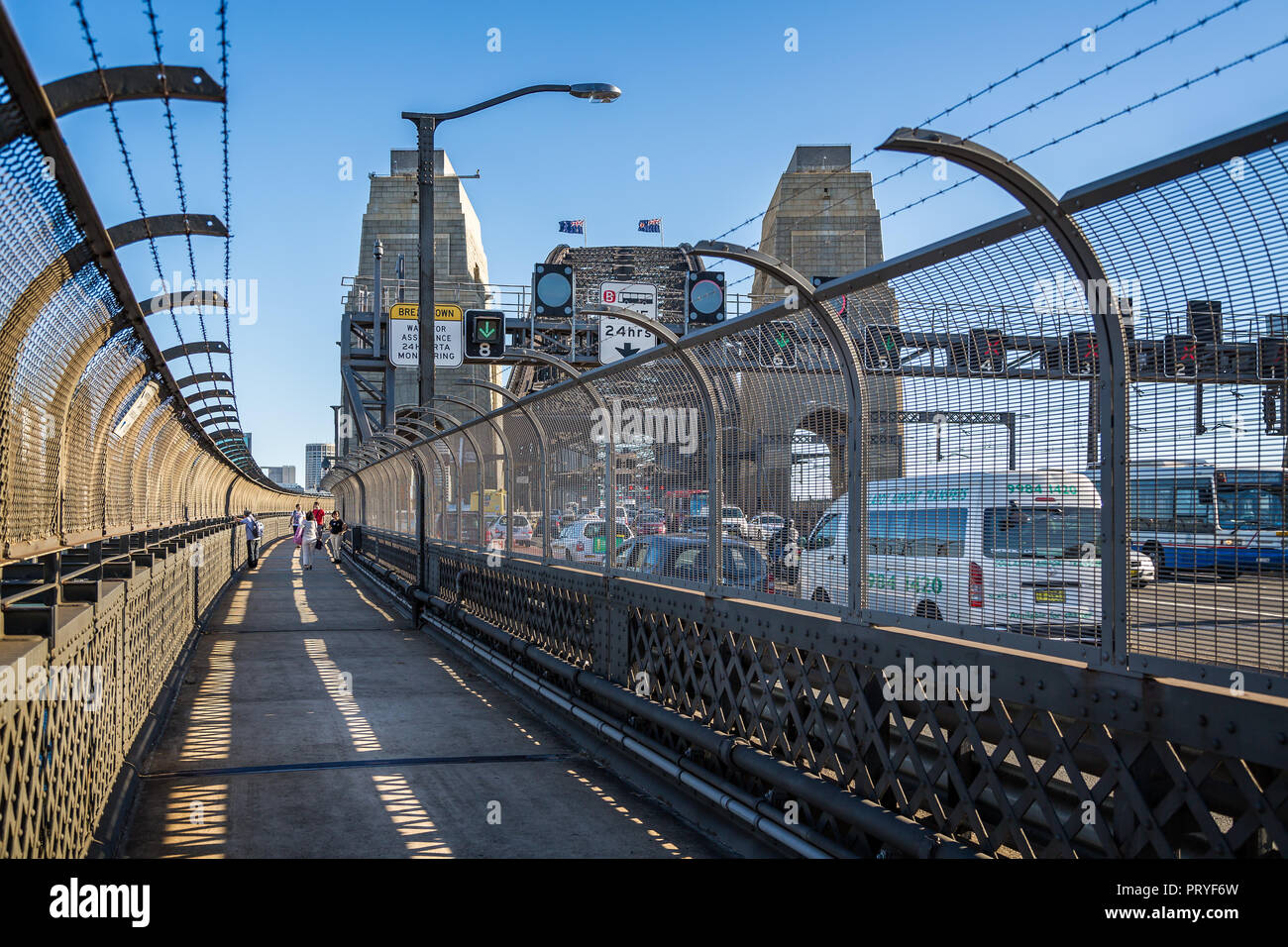 Sydney Harbour Bridge walk way and traffic taken in Sydney, NSW ...