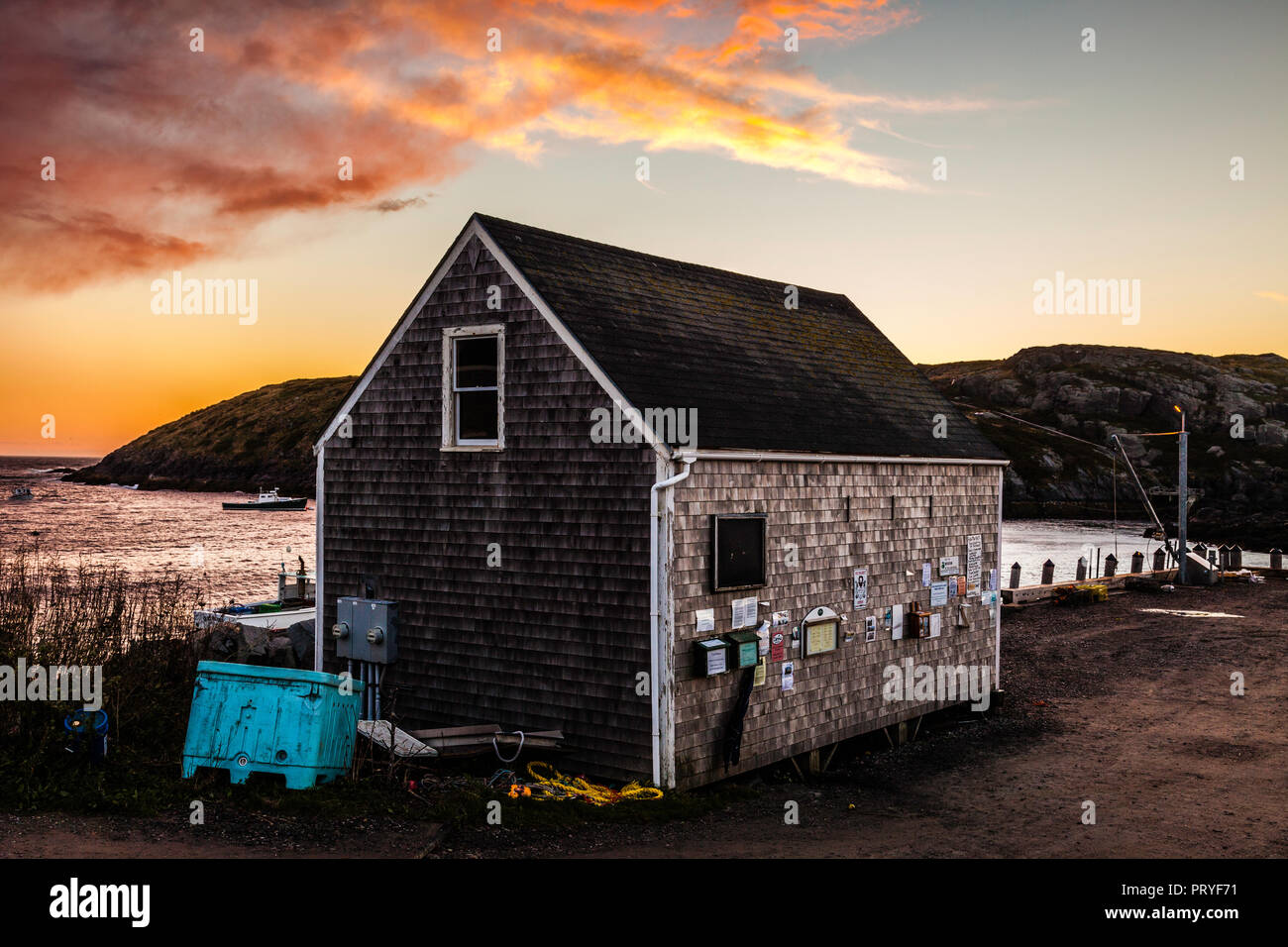 Shed and Harbor Monhegan Island, Maine, USA Stock Photo - Alamy
