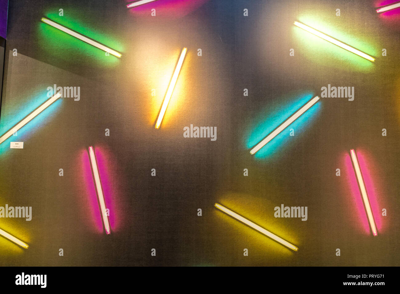 wall background of abstract texture with fake neon lights Stock Photo ...