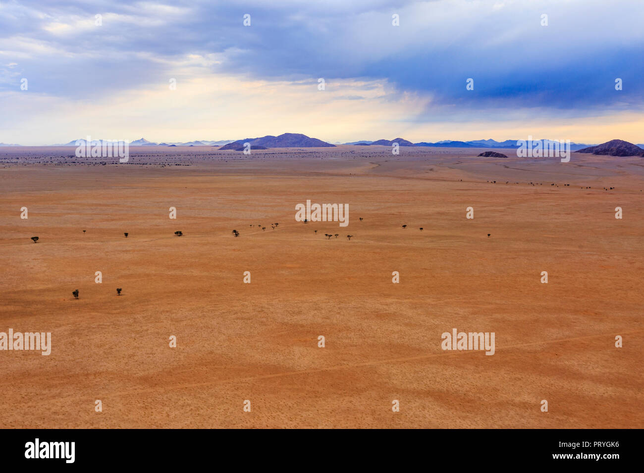 Aerial view, desert landscape, edge of the Namib Desert, Namib-Naukluft ...