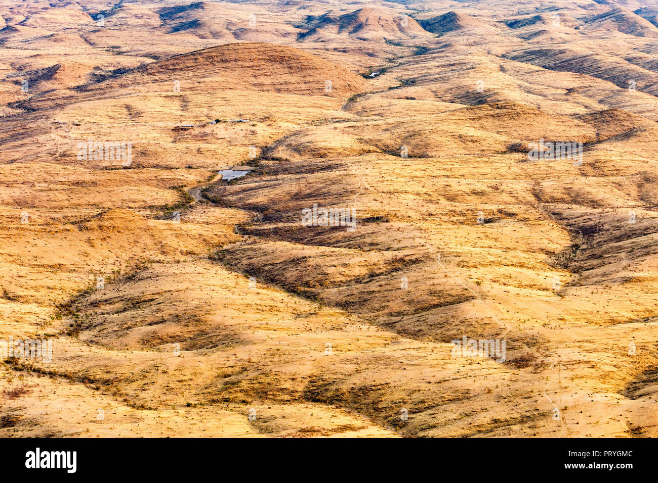 Aerial view, farm building and dam in the Khomas Highlands, Namibia ...