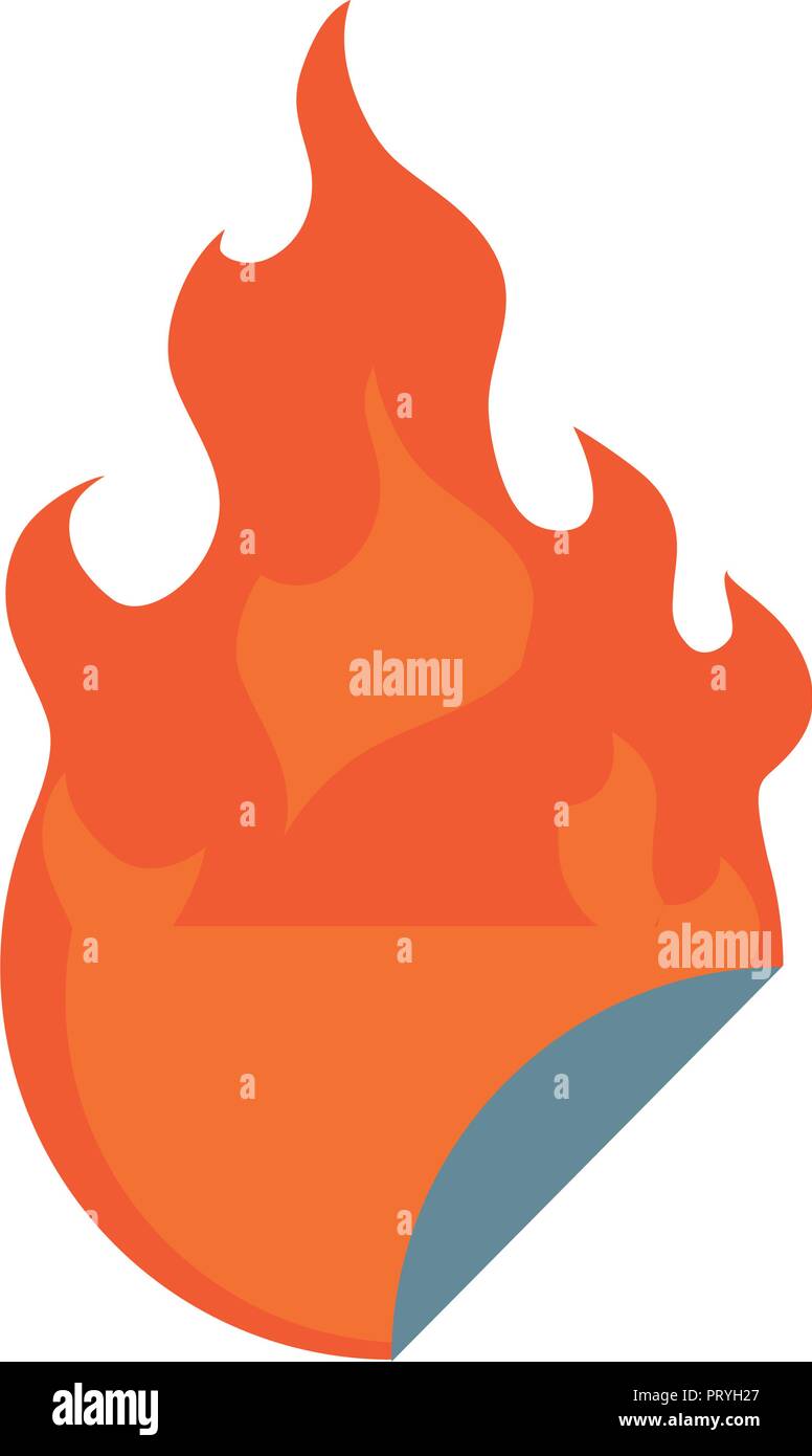 circular sticker with fire flame vector illustration design Stock ...