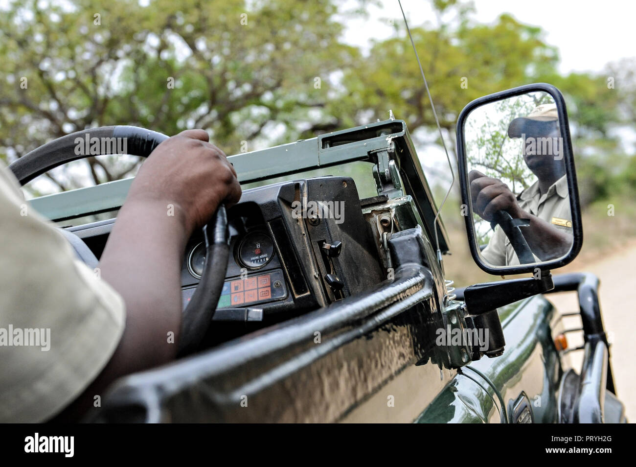 A ranger in a toyota jeep on safariat Kapama Game reserve safari ...