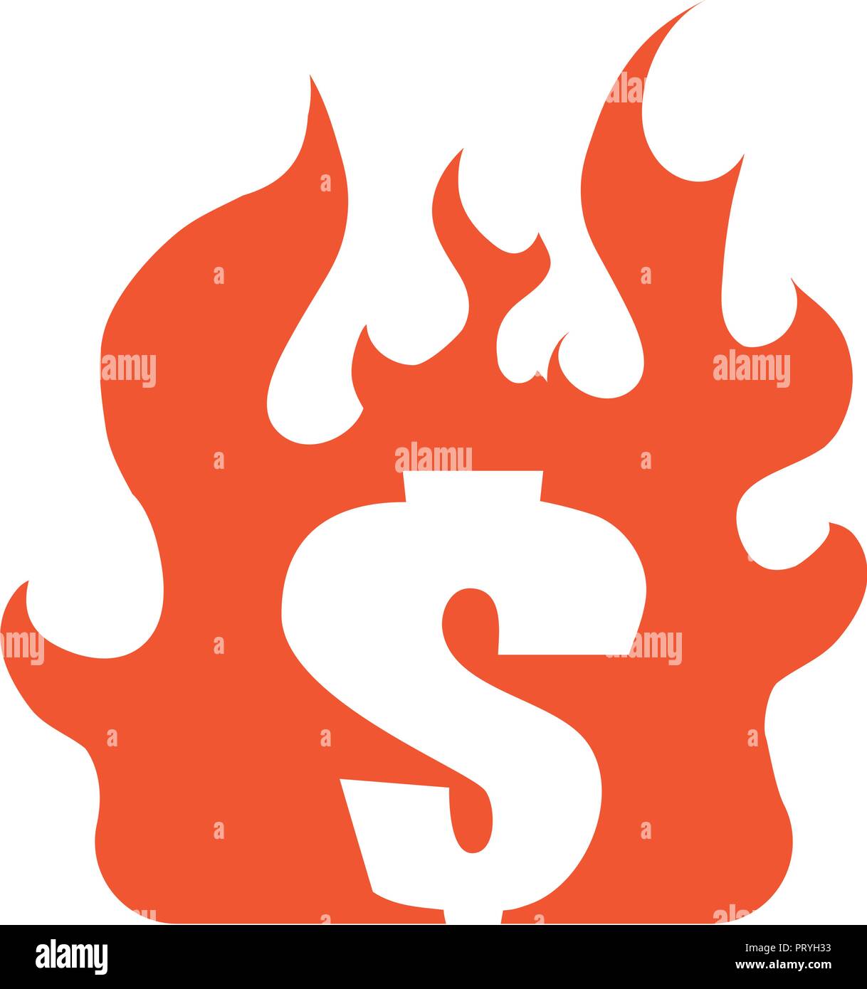 fire flame sticker with money symbol vector illustration design Stock ...