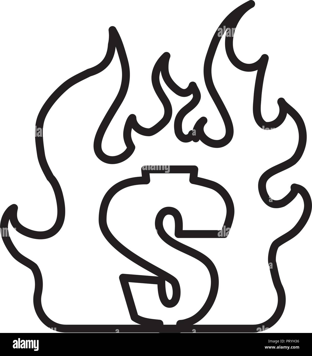 fire flame sticker with money symbol vector illustration design Stock ...