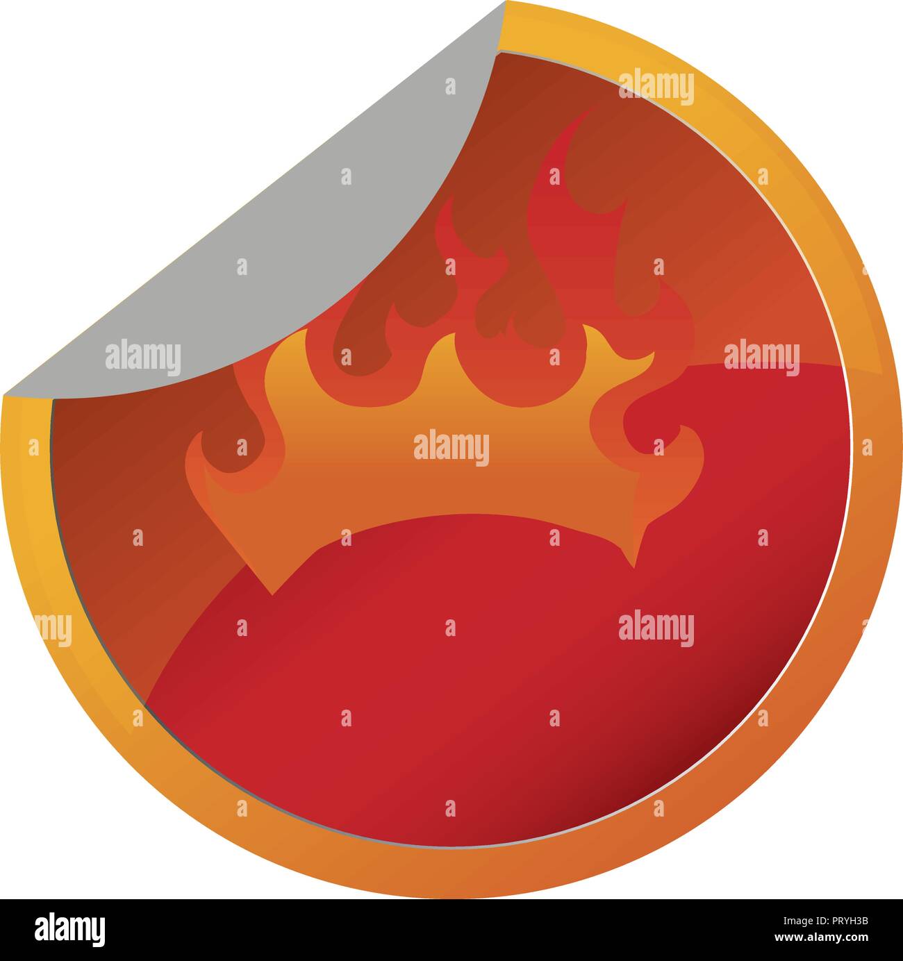 circular sticker with fire flame vector illustration design Stock ...