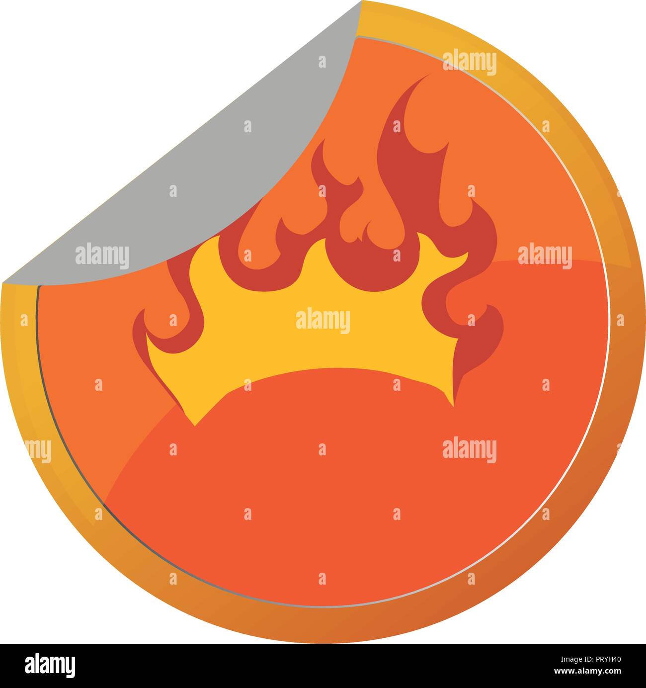 circular sticker with fire flame vector illustration design Stock ...