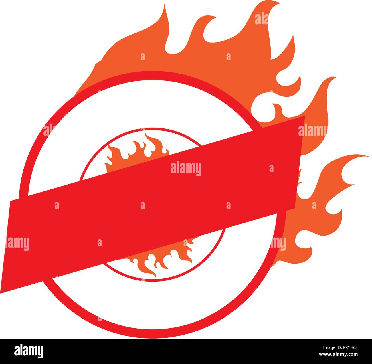 circular sticker with fire flame vector illustration design Stock ...