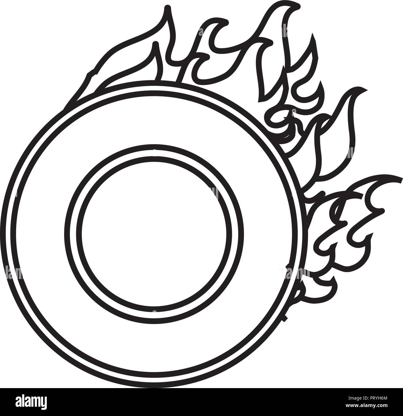 circular sticker with fire flame vector illustration design Stock ...